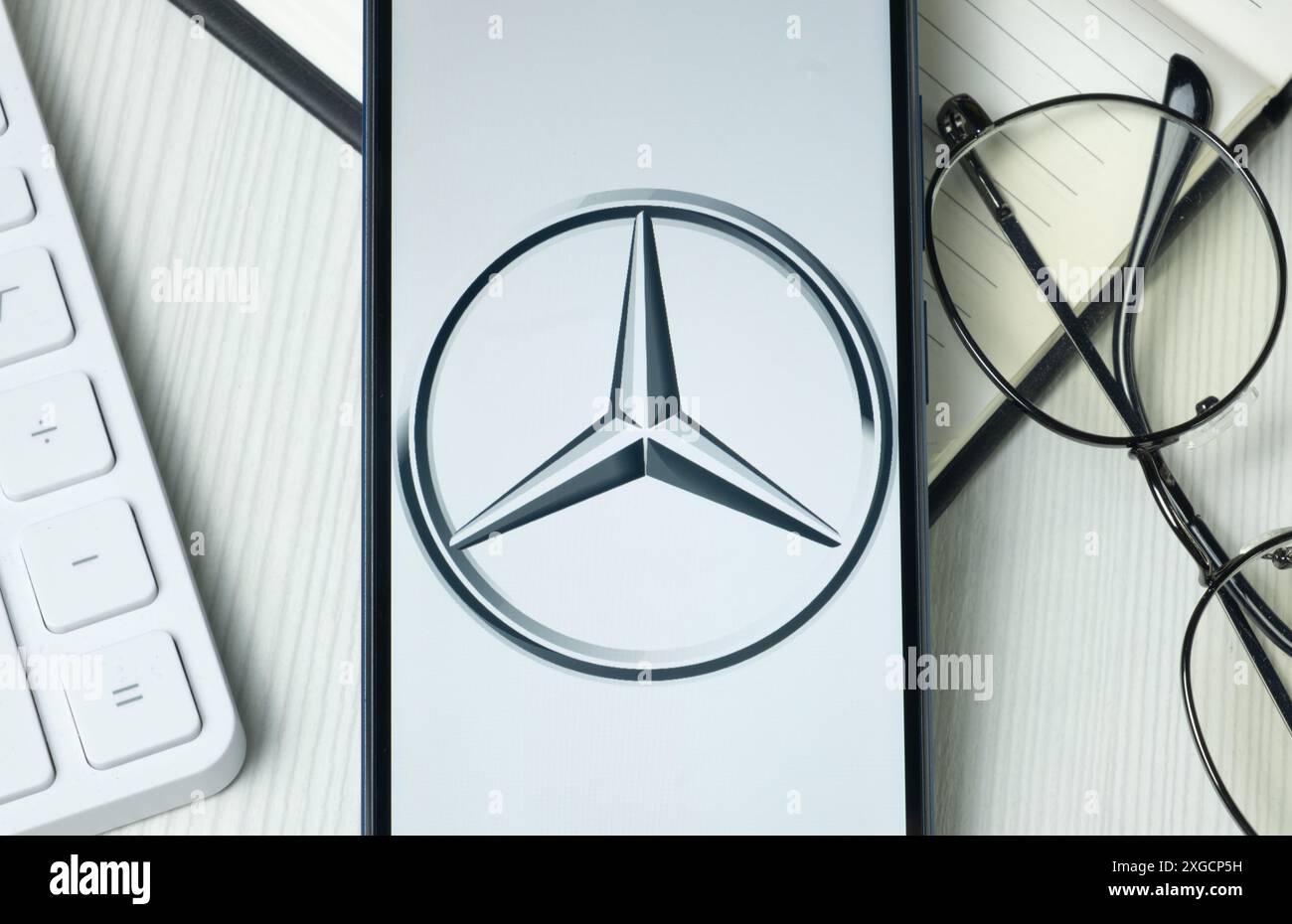 New York, USA - 21 June 2024: Mercedes-Benz Logo on Phone Screen ...