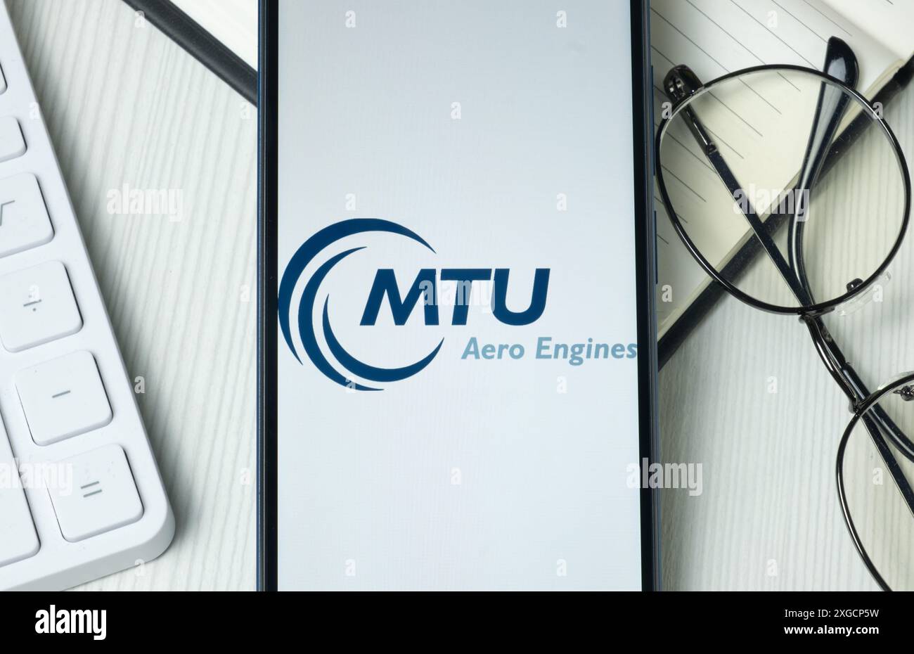 New York, USA - 21 June 2024: MTU Aero Engines Logo on Phone Screen ...