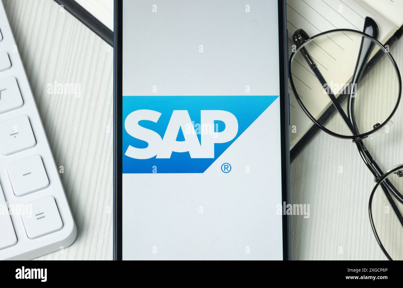 New York, USA - 21 June 2024: SAP Logo on Phone Screen, Company Icon ...