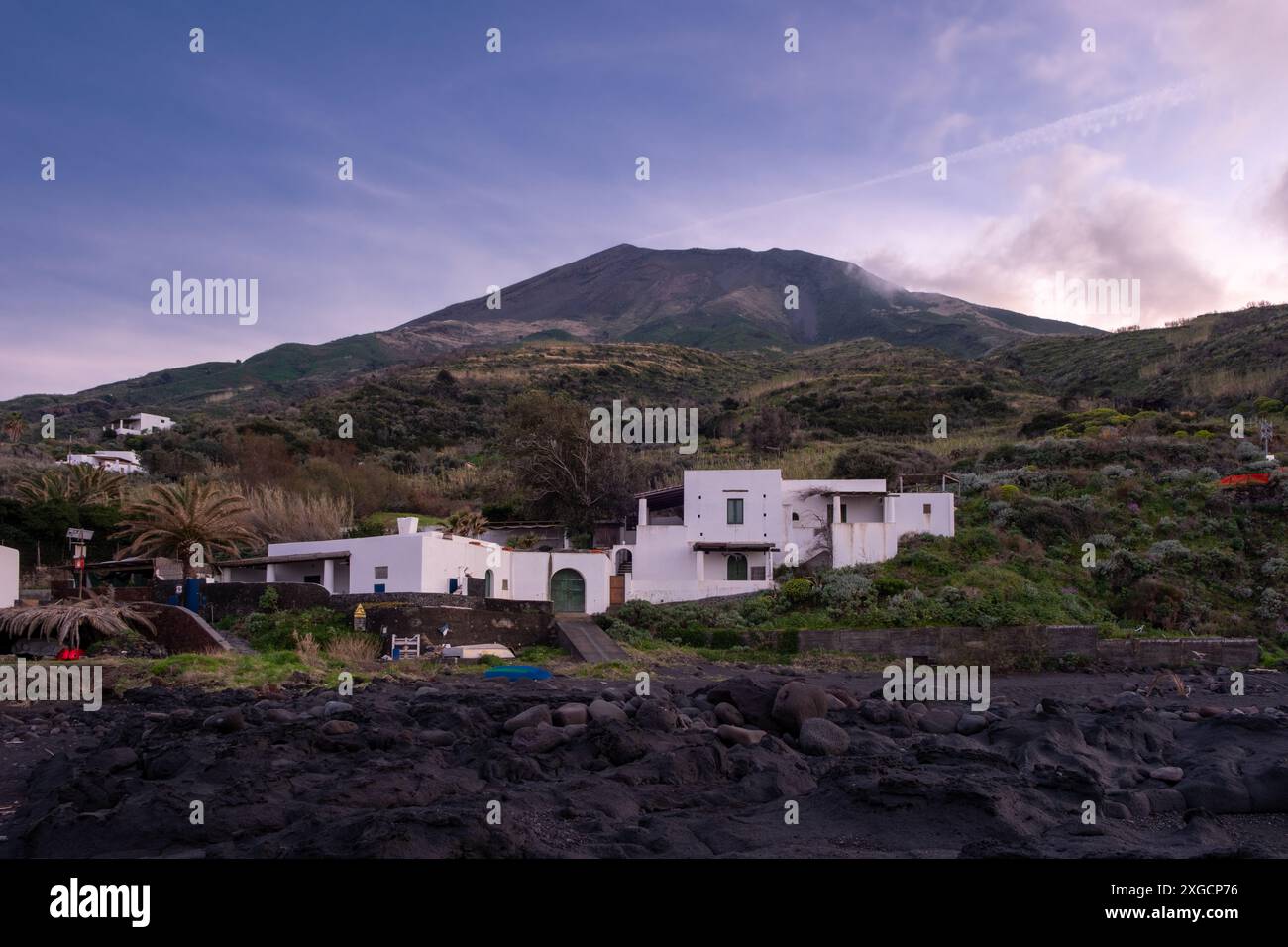 View of Stromboli village on Stromboli island, Italy Stock Photo - Alamy