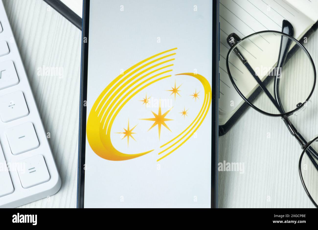 New York, USA - 21 June 2024: Galaxy Entertainment Logo on Phone Screen ...