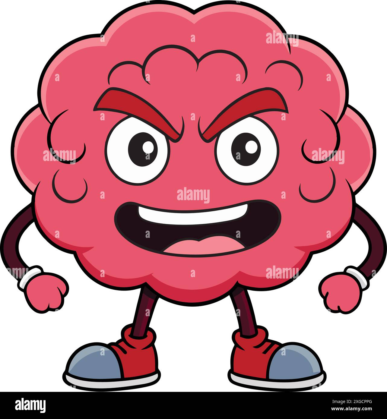 Brain Cartoon Character Icon Flat Design Vector Illustration Stock ...