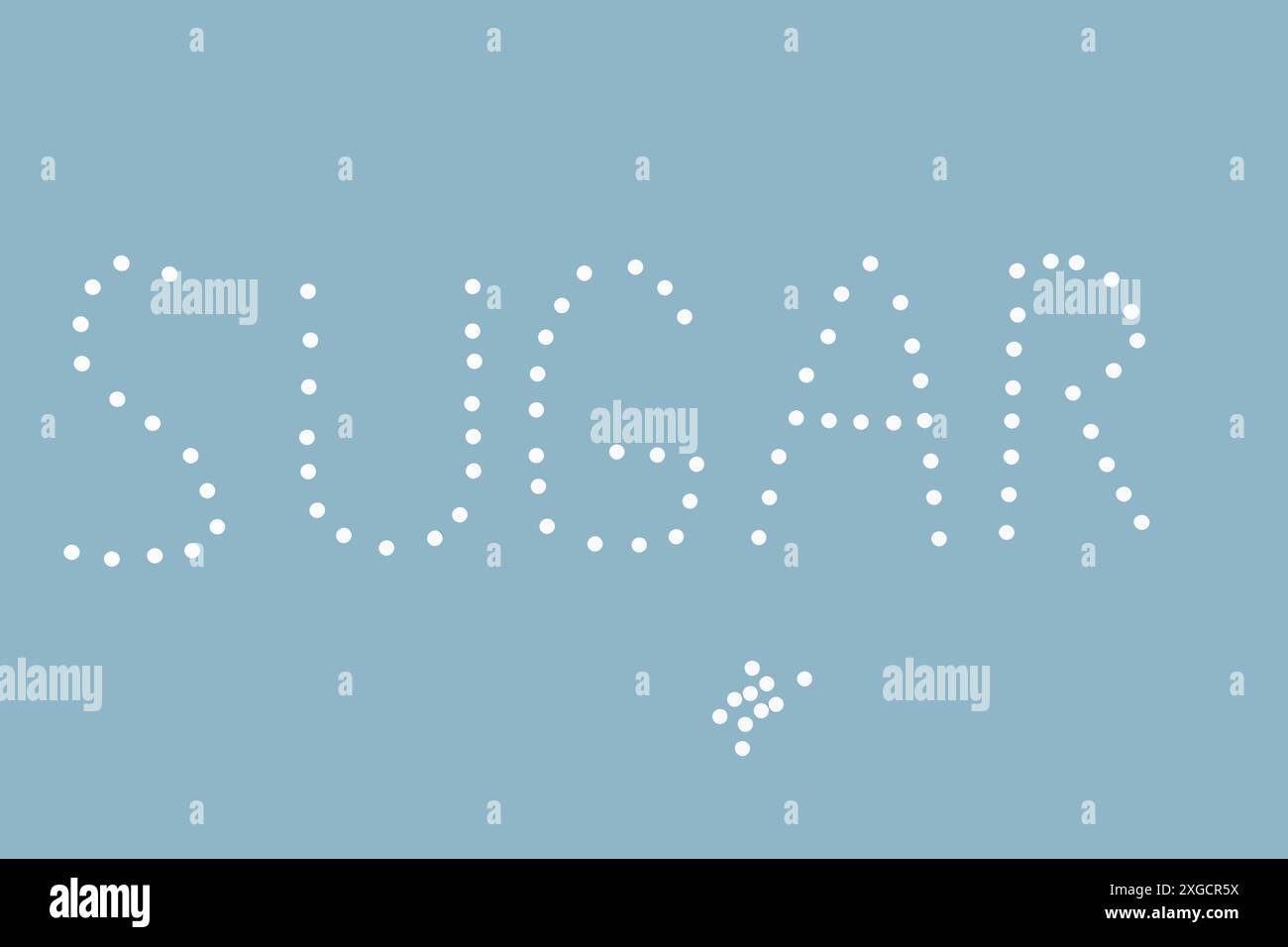 The word sugar written with sweetener tablets on a blue background, top ...