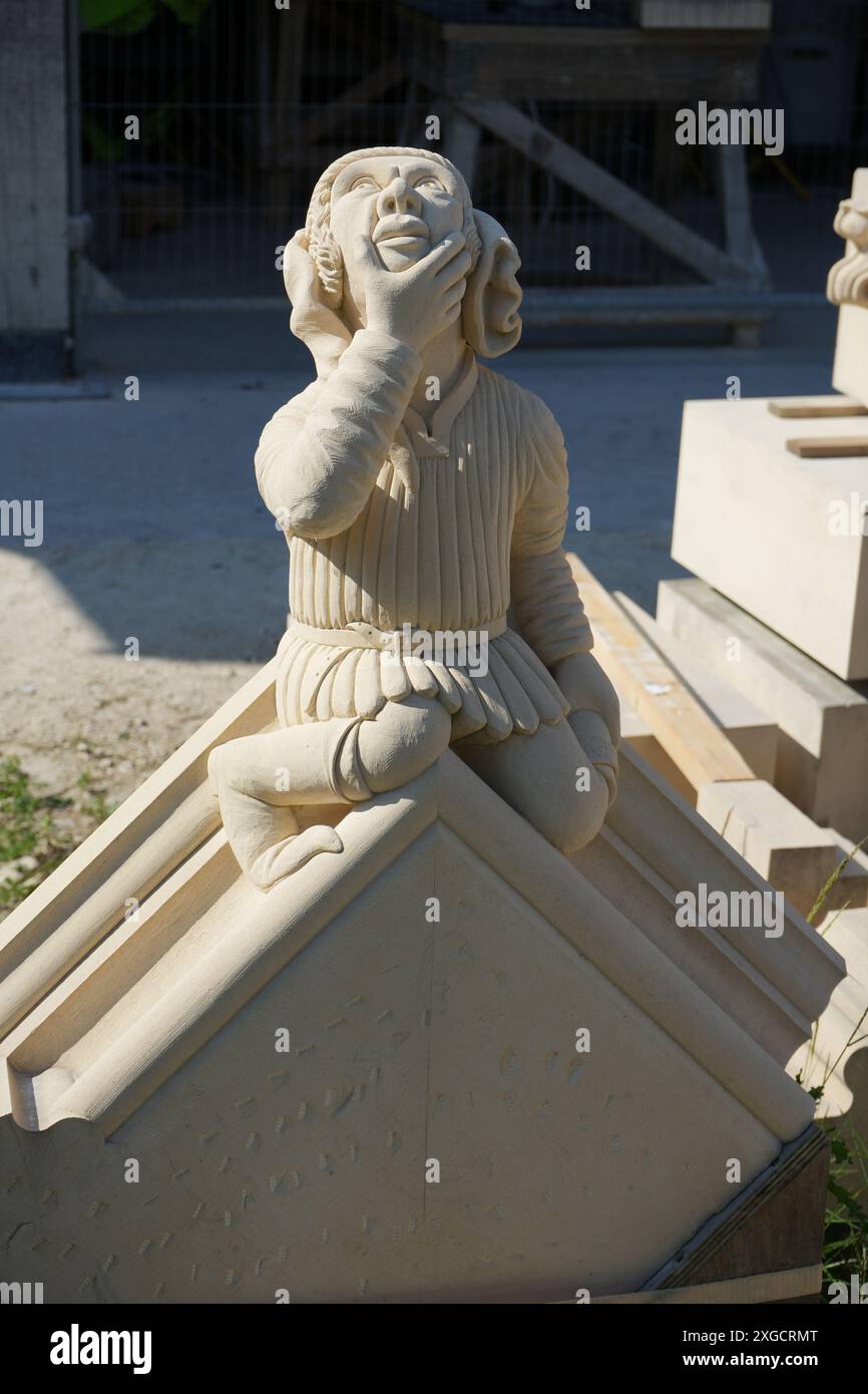 New carved stone thoughtful gargoyle figure at York Minster Cathedral ...