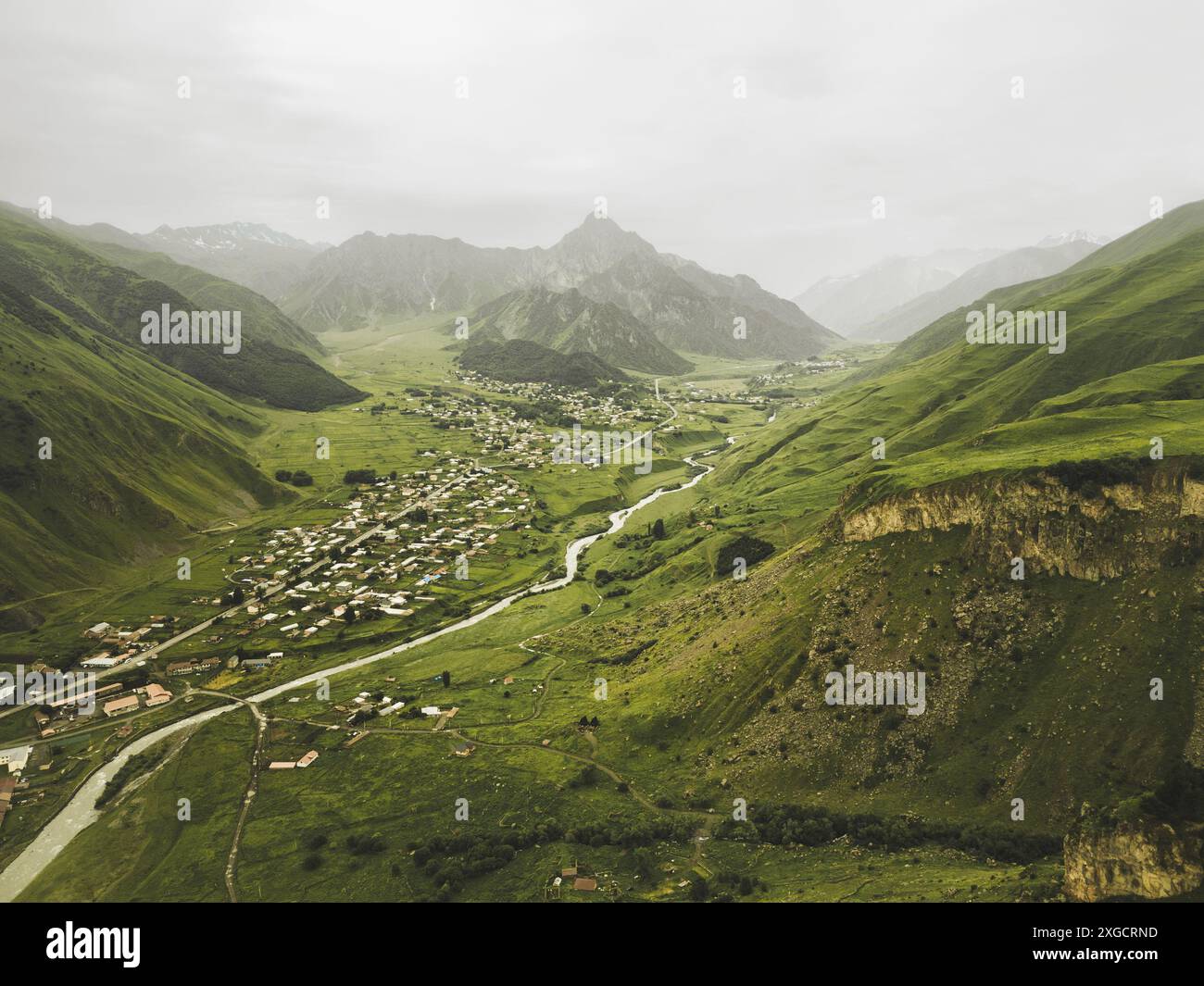 Aerial view traditional Arsha, Gabani and Sioni village settlements ...