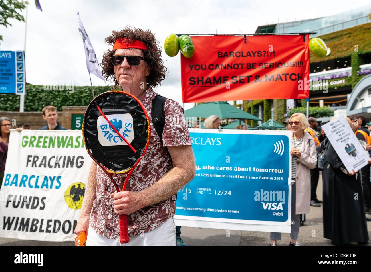 London, UK. 8 July 2024. Members of Extinction Rebellion and Money ...
