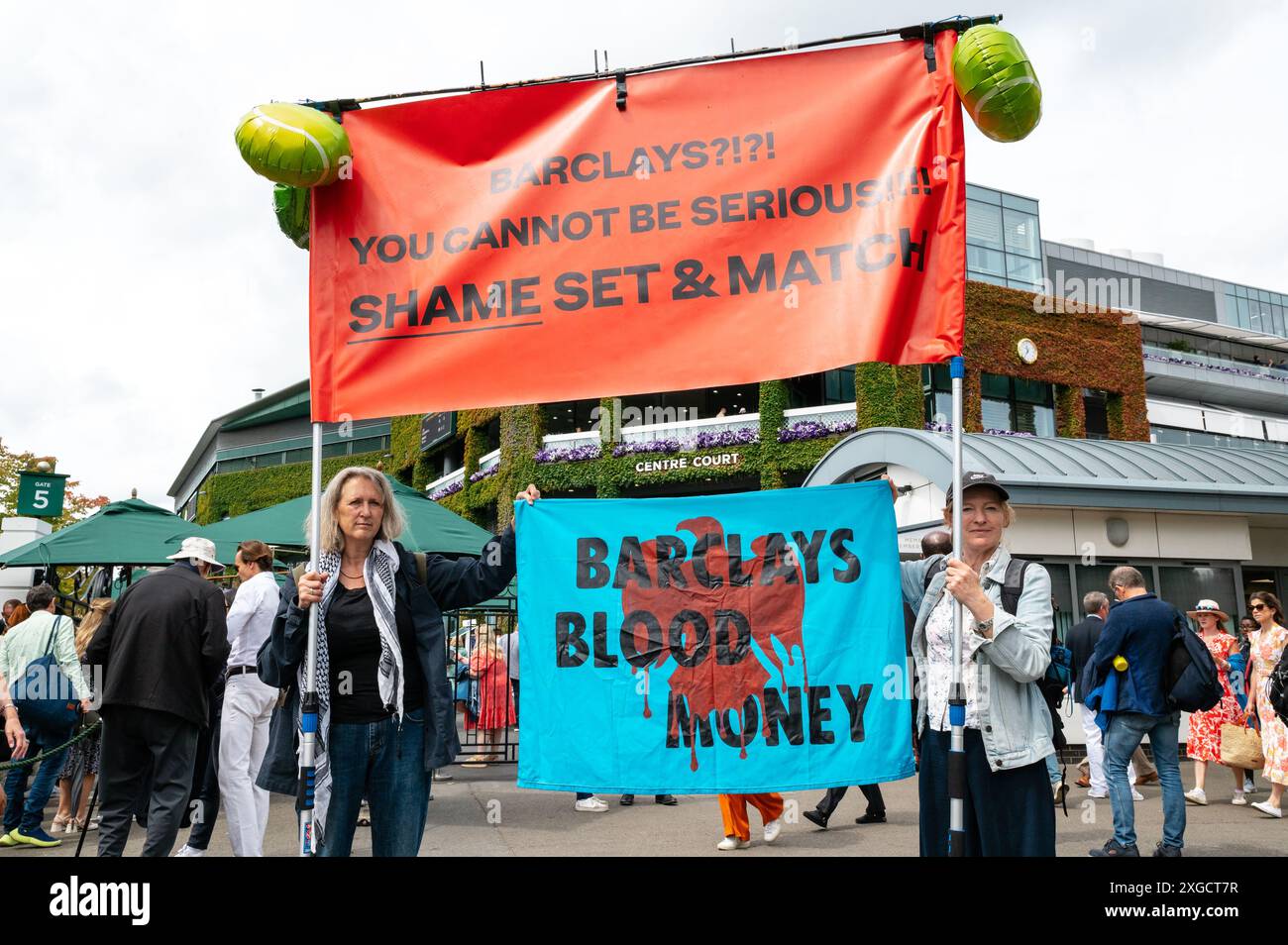 London, UK. 8 July 2024. Members of Extinction Rebellion and Money ...