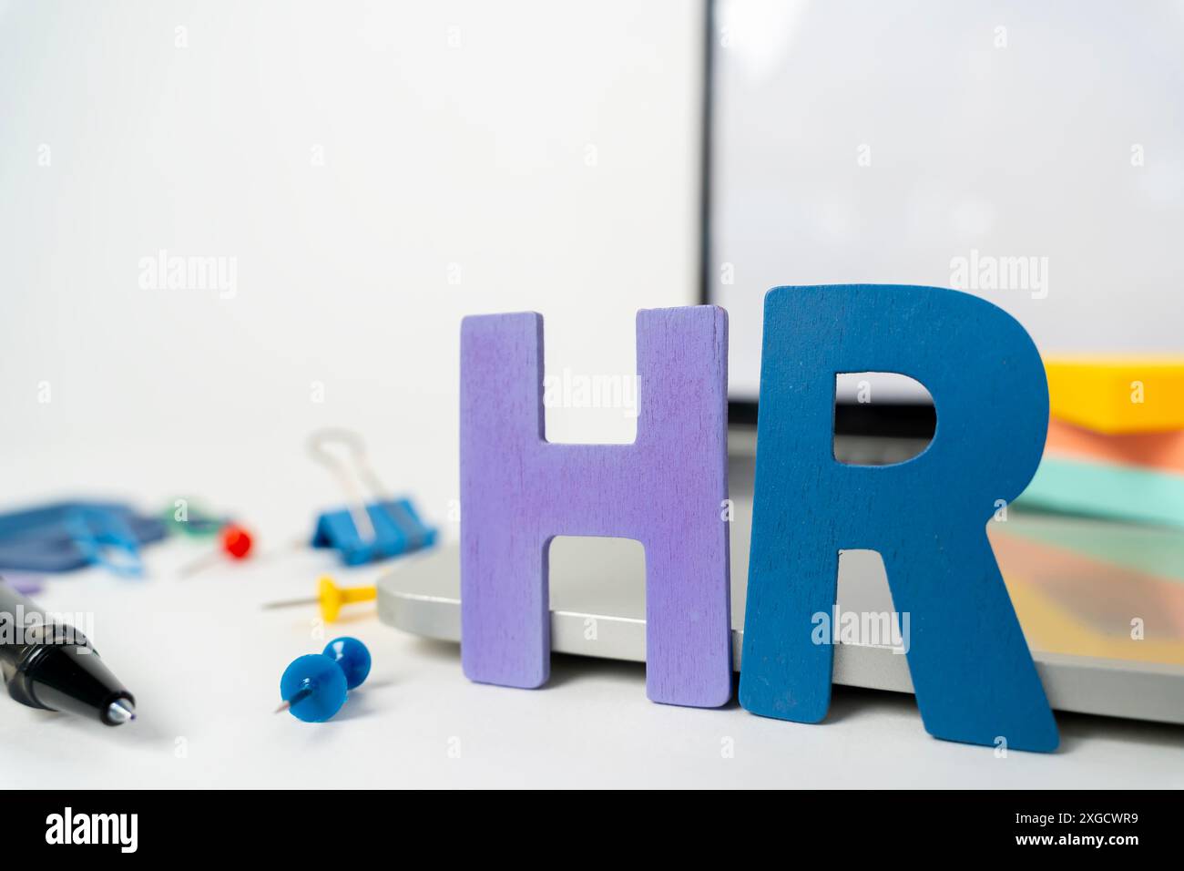 Color Cloth Alphabet Letter In Word Hr Abbreviation Of Human Resource On Wood Background
