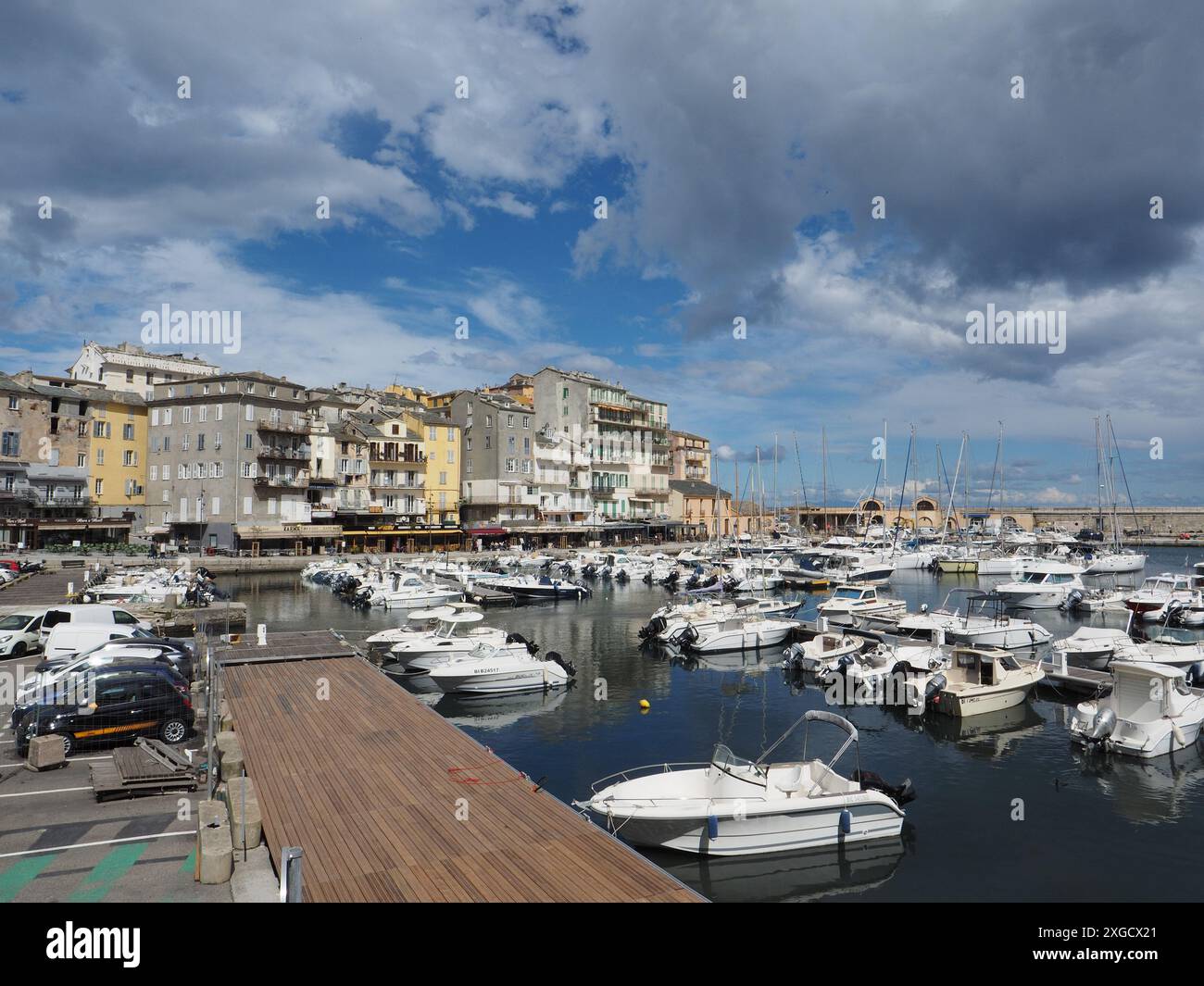 The historic port of Bastia, Corsica, with many small boats and nice ...