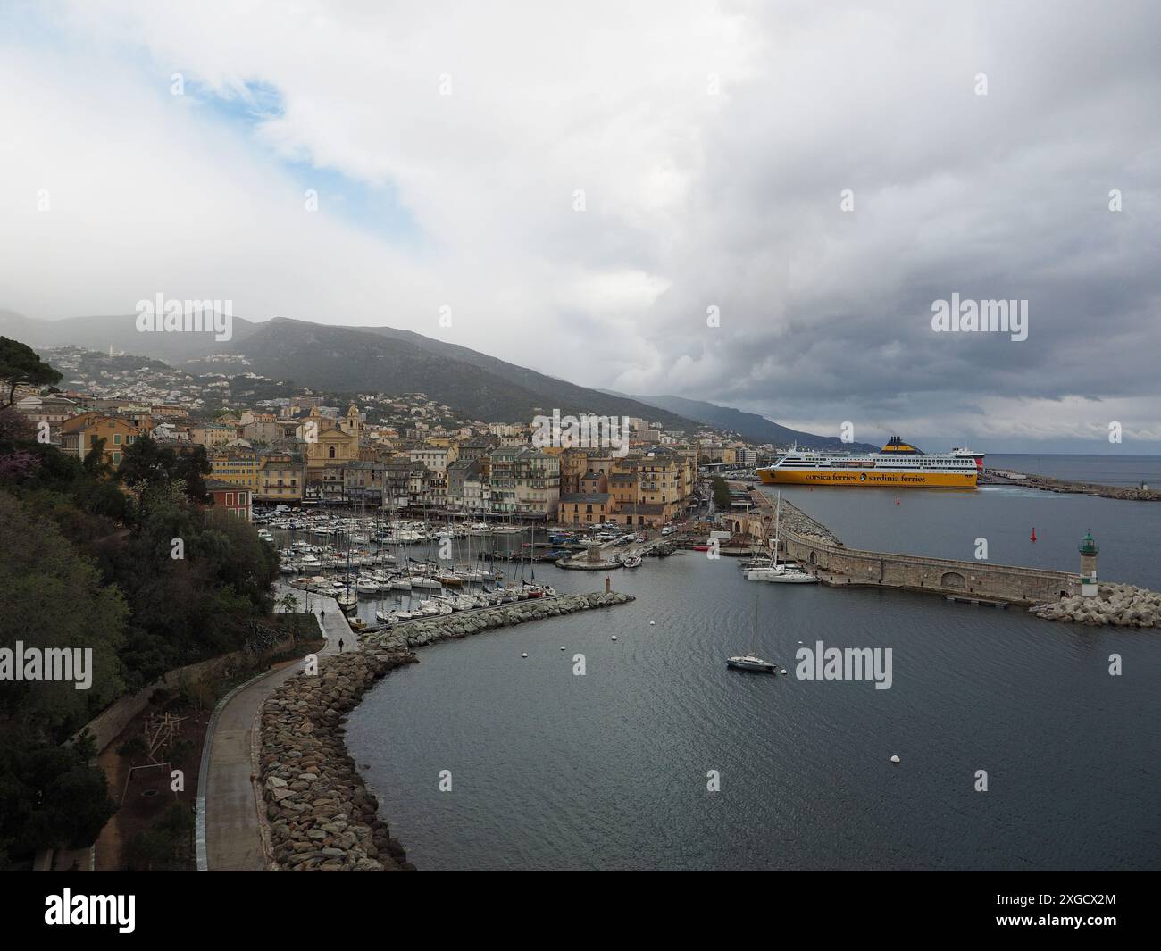 Old port and historic city center of Bastia, Corsica, France, with the ...