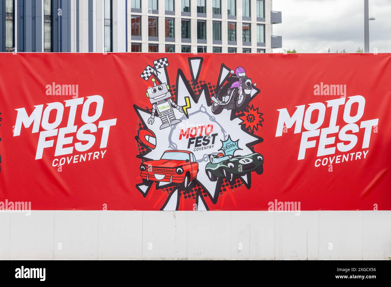 A banner advertising Motofest Coventry on a hoarding in Coventry city ...