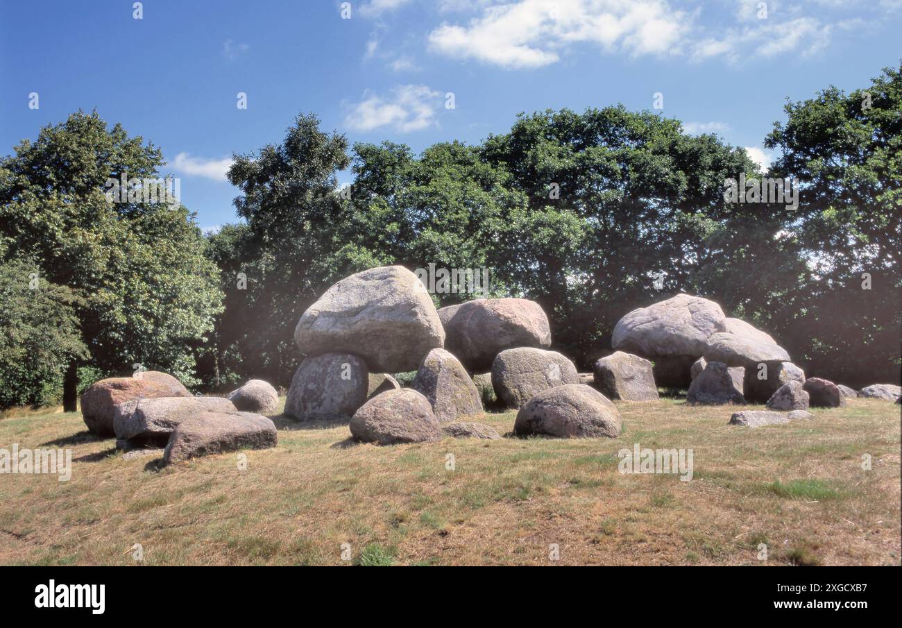 A dolmen or hunebed is a type of single-chamber megalithic tomb with ...