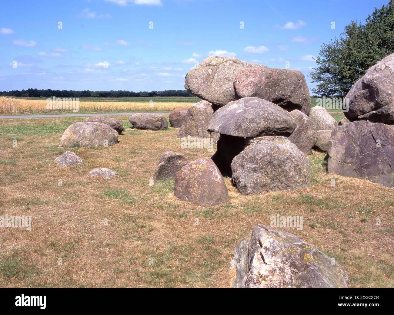 A dolmen or hunebed is a type of single-chamber megalithic tomb with ...