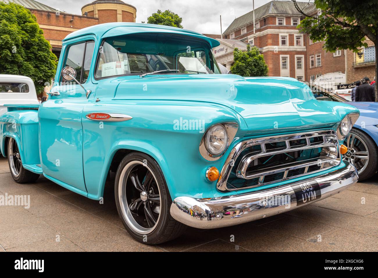 A 1950s Chevrolet 3100 pickup truck in a 3/4 view, showcasing its ...