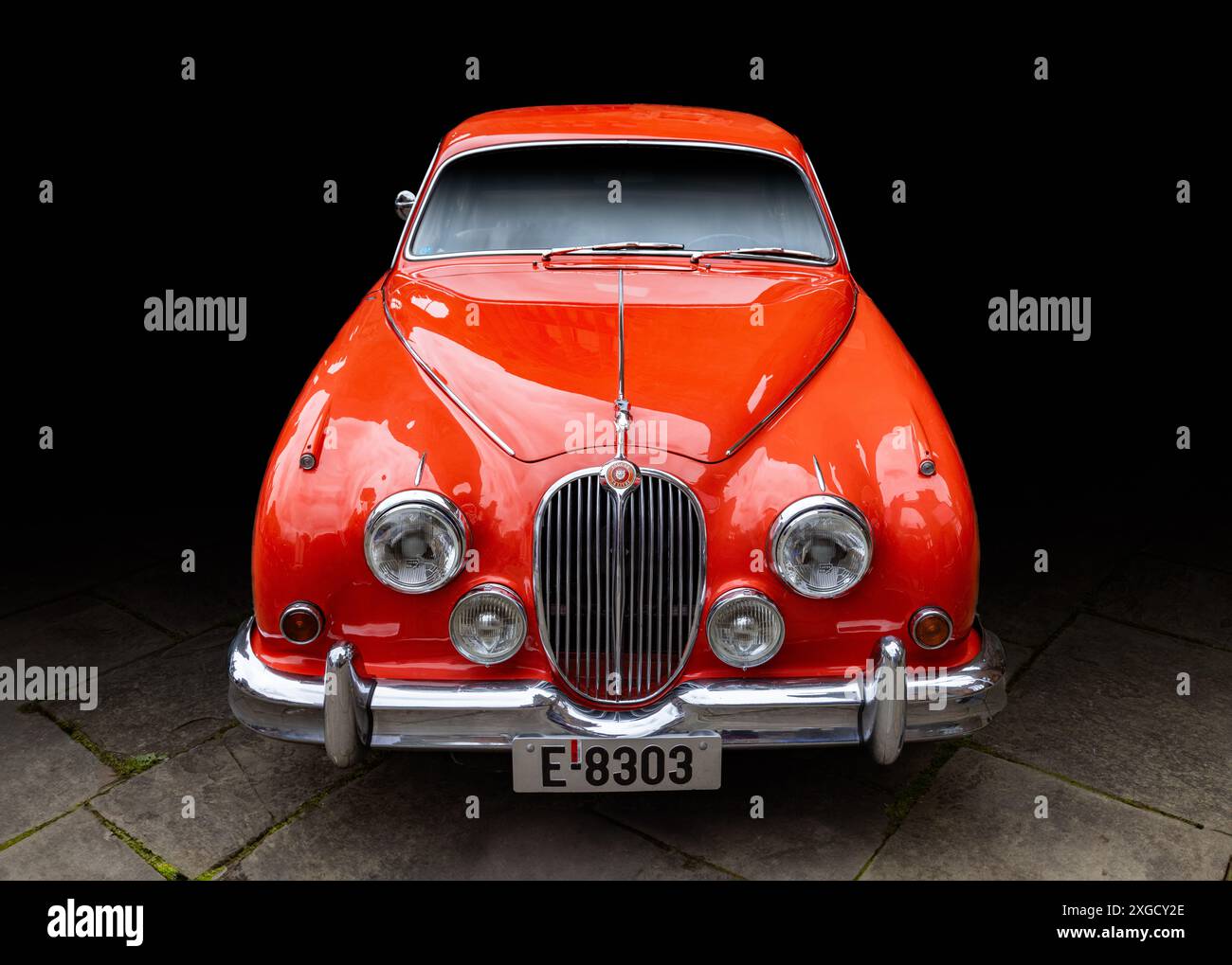 The sleek lines of a beautiful Jaguar MKII classic British sports car ...