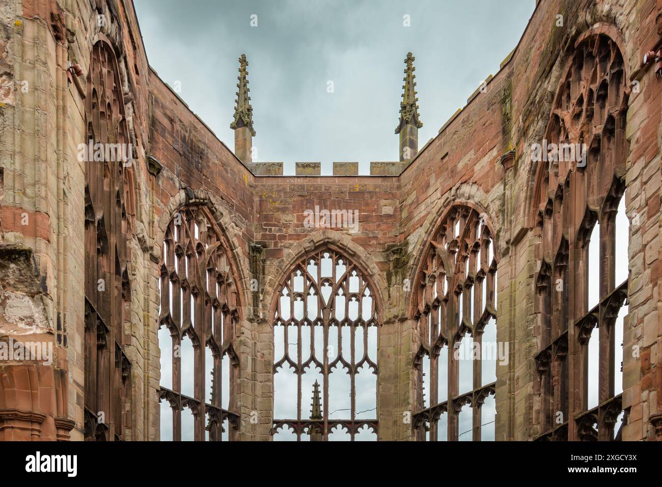 The ruins of the old Coventry Cathedral, which was destroyed during ...