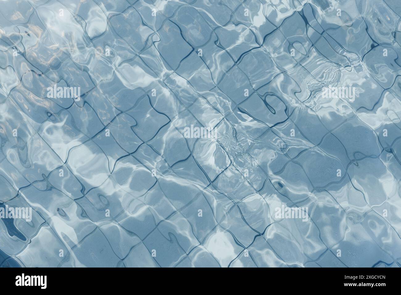 3d render of caustic shadow and light in clear swimming pool water with ...