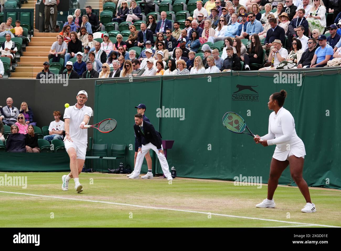 Jamie Murray (left) in action as Taylor Townsend watches on during ...
