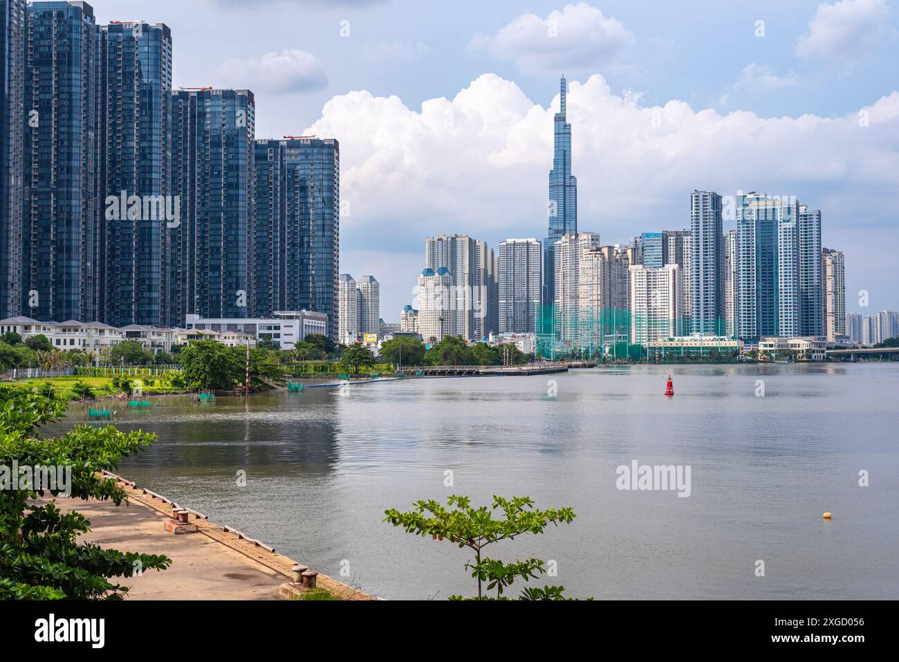 Landmark 81 and other high-rise buildings on the bank of the Saigon ...