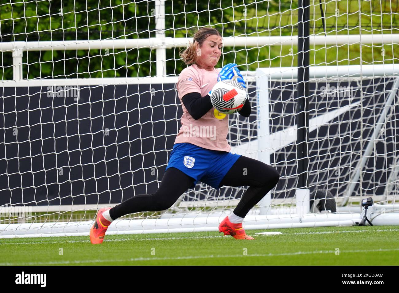 England goalkeeper Mary Earps during a training session at St George's ...