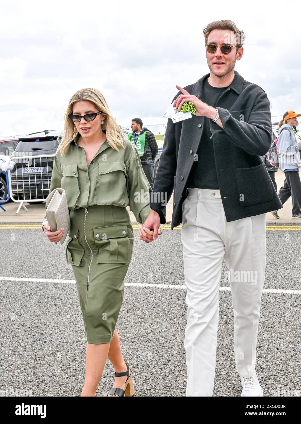 Towcester, UK. 07th July, 2024. Stuart Broad with his wife Mollie King ...