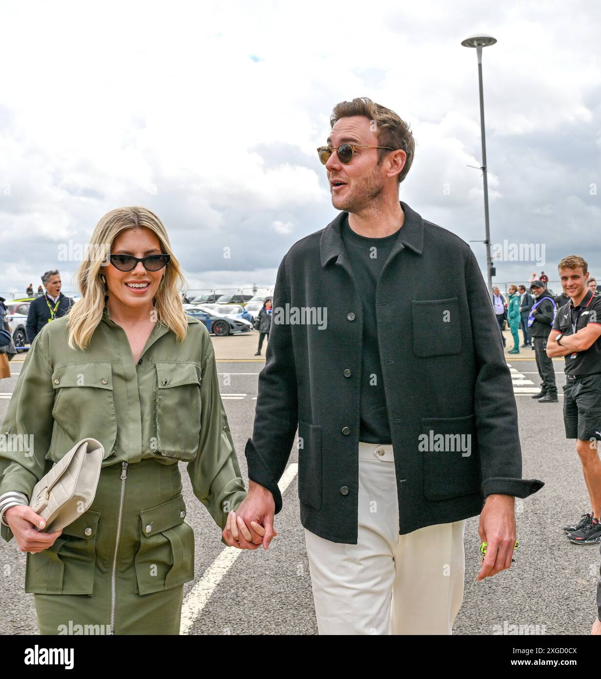 Towcester, UK. 07th July, 2024. Stuart Broad with his wife Mollie King ...