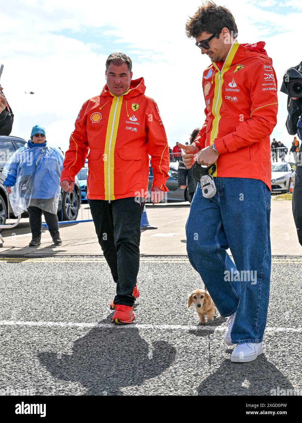 Towcester, UK. 07th July, 2024. Charles Leclerc with his dog Leo ...