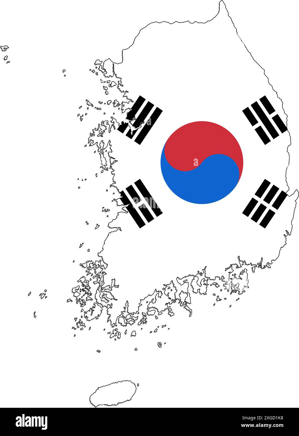 South Korea flag map contour vector illustration Stock Vector Image ...