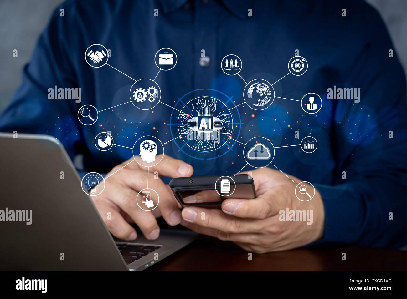 Businessman using chatbot in computer smart intelligence Ai.Chat GPT Chat with AI Artificial ...