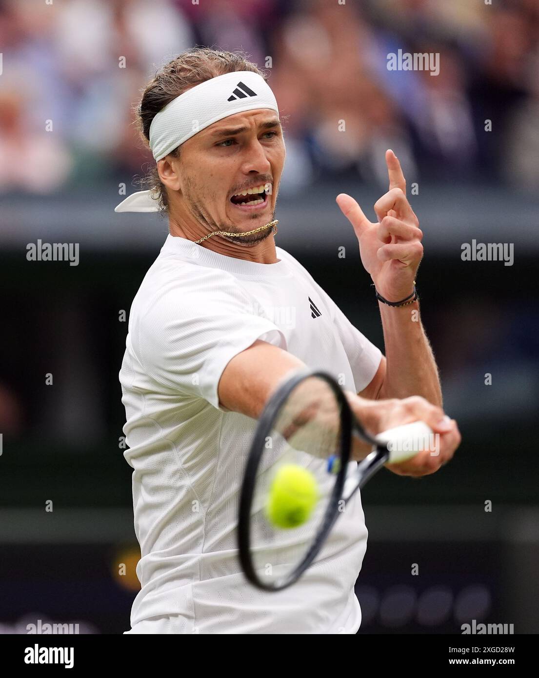 Alexander Zverev in action against Taylor Fritz on day eight of the ...