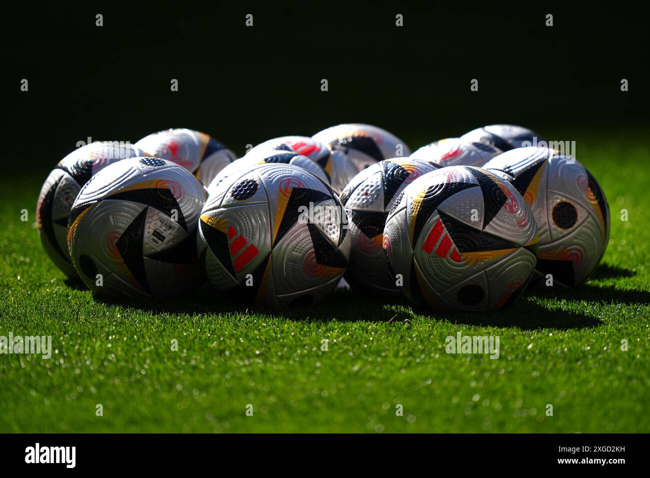 A general view of the official UEFA Euro 2024 ball for the semi-finals ...