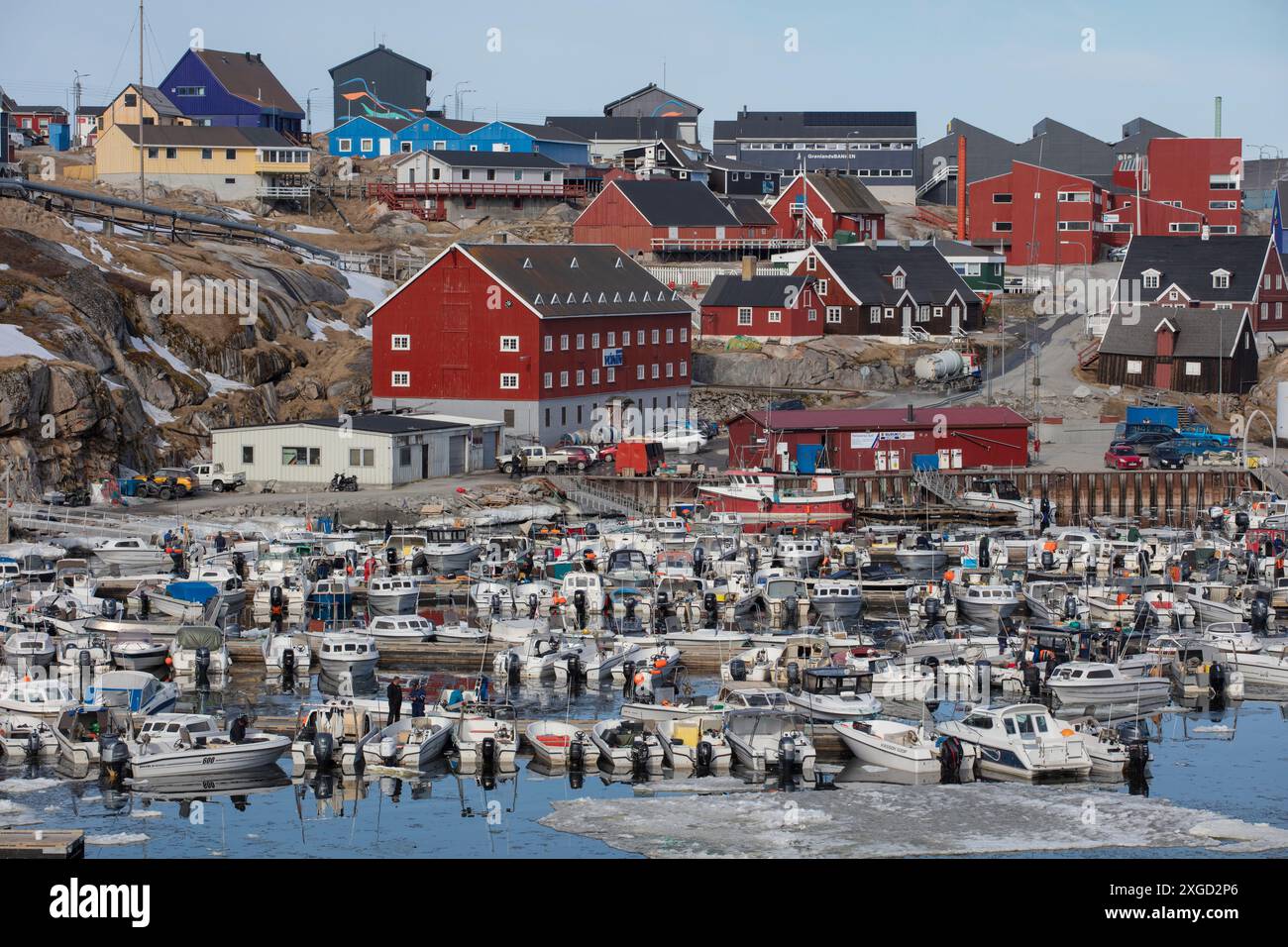 Ilulissat Harbour on the west coast of Greenland, 250 kms north of the ...