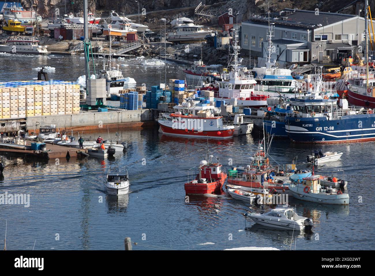 Ilulissat Harbour on the west coast of Greenland, 250 kms north of the ...