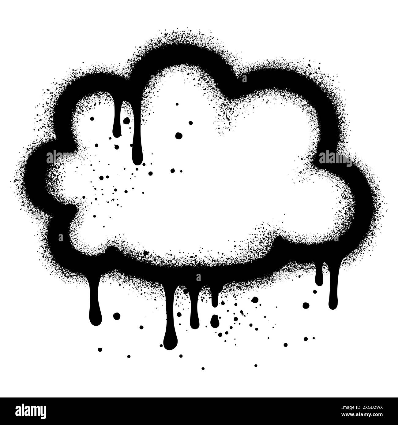 Cloud graffiti with black spray paint isolated with a white background ...
