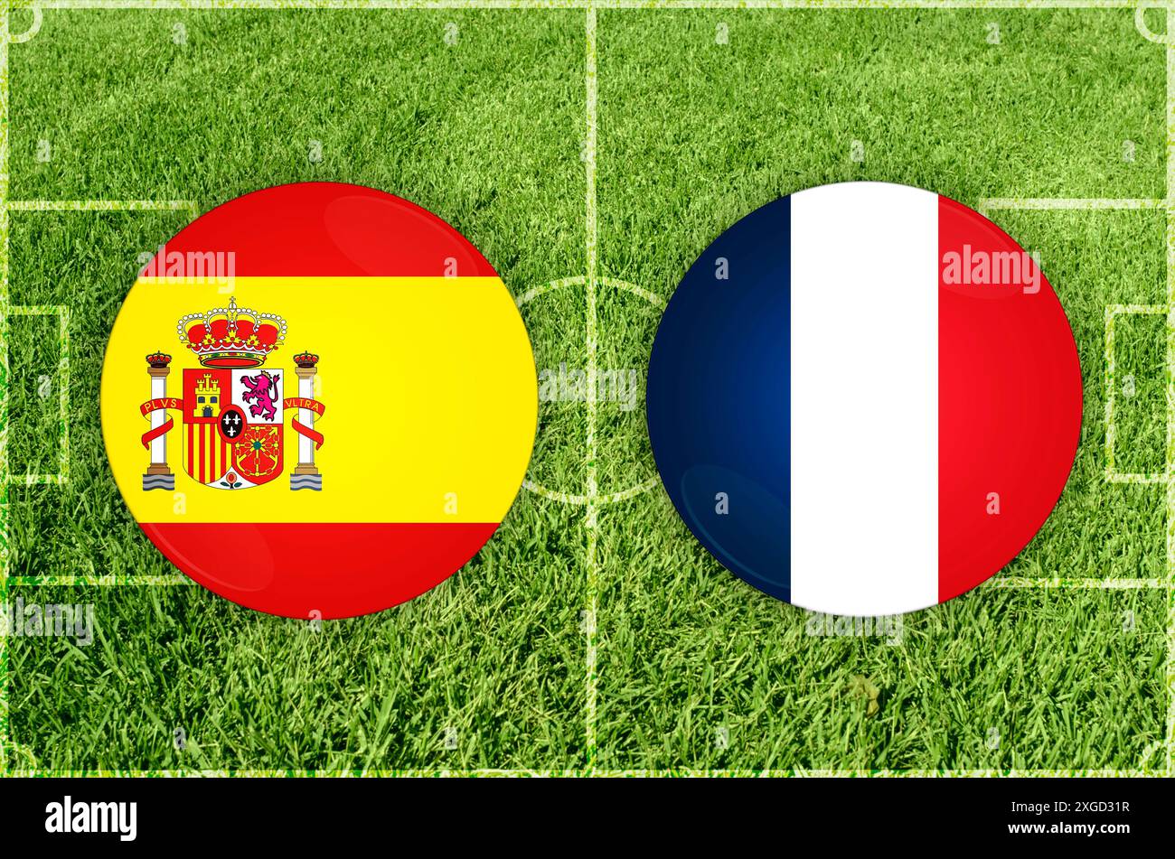 Illustration for Football match Spain vs France Stock Photo - Alamy