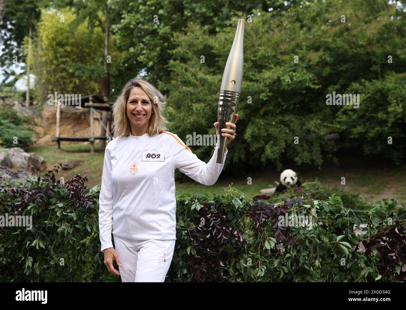 Saint Aignan. 8th July, 2024. Torchbearer, French navigator Maud ...