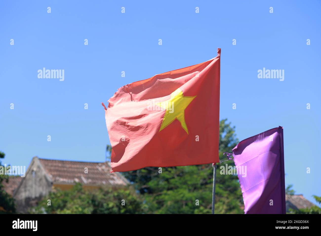 Vietnamese flag in the town of Hoi An Stock Photo - Alamy
