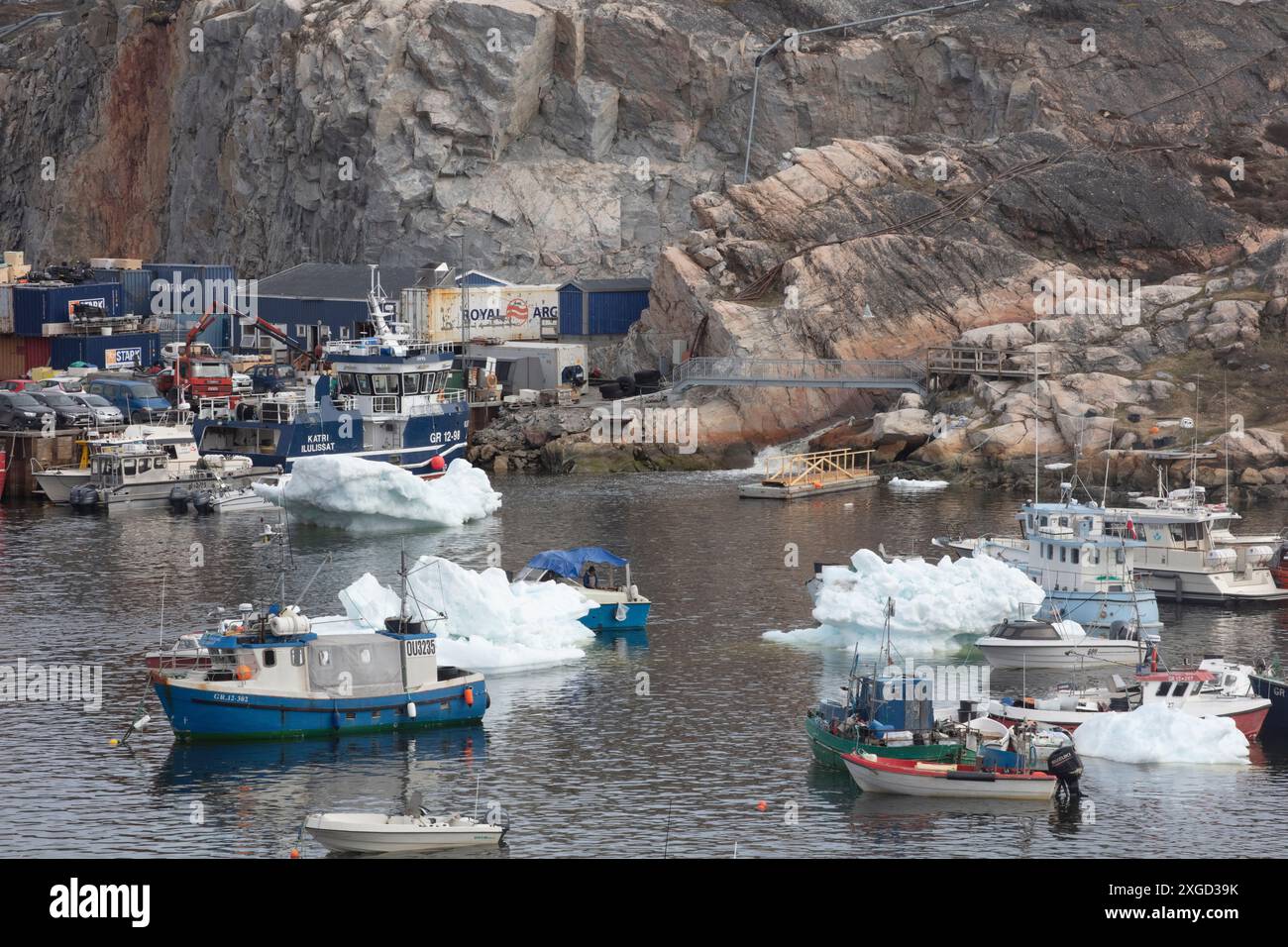 Ilulissat Harbour on the west coast of Greenland, 250 kms north of the ...