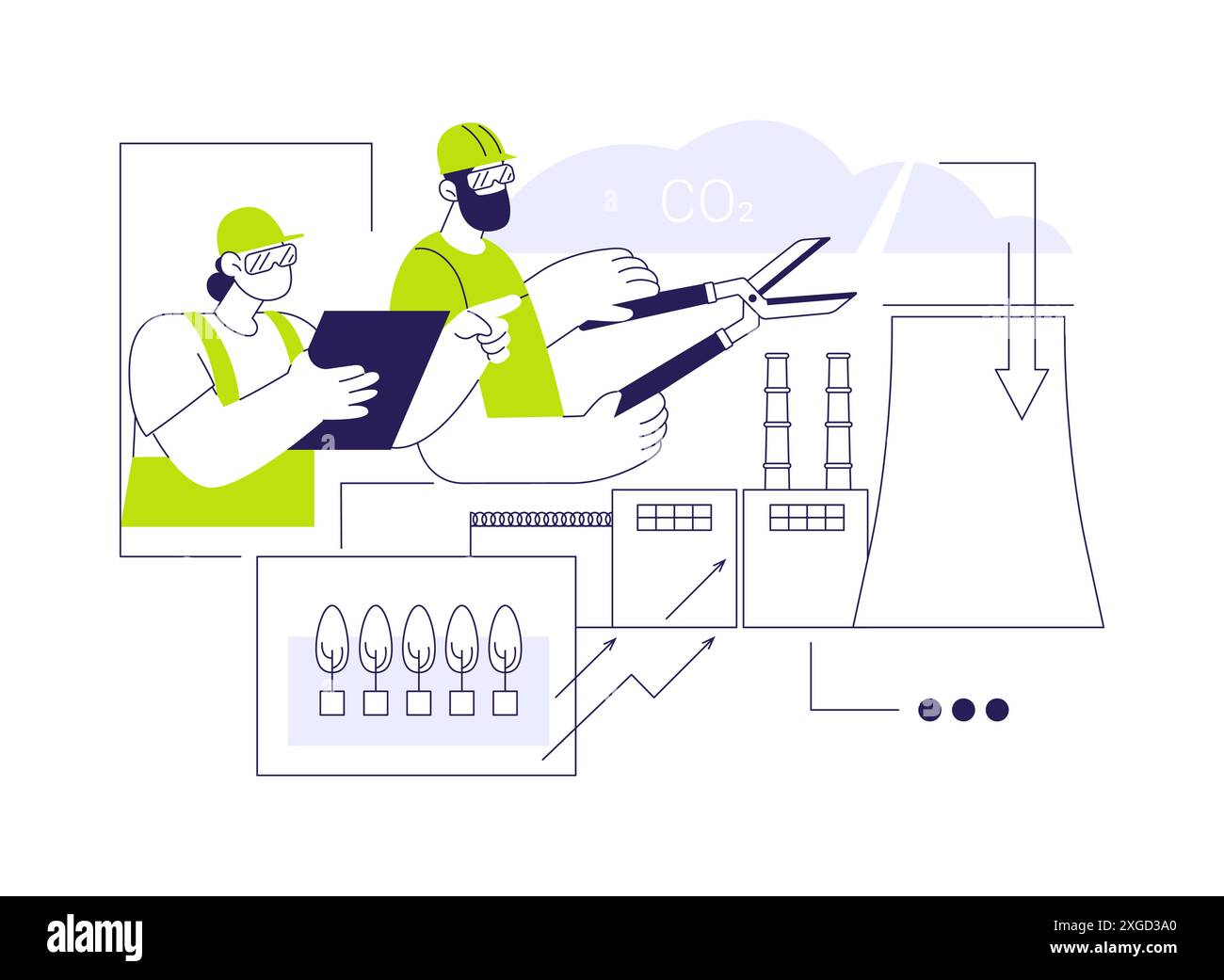 Cutting factory emissions abstract concept vector illustration Stock ...