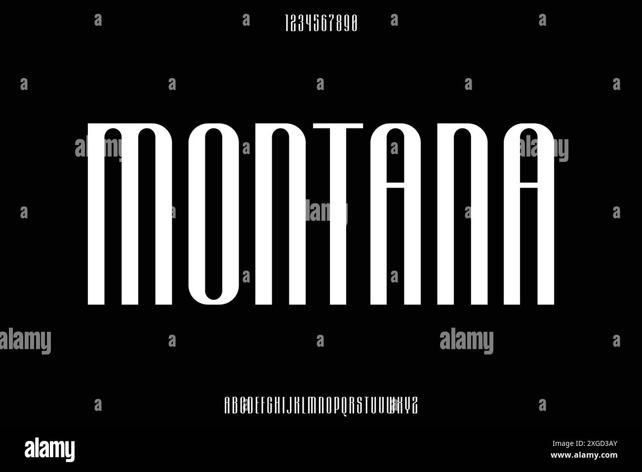 Tall condensed sans serif alphabet display font vector illustration ...