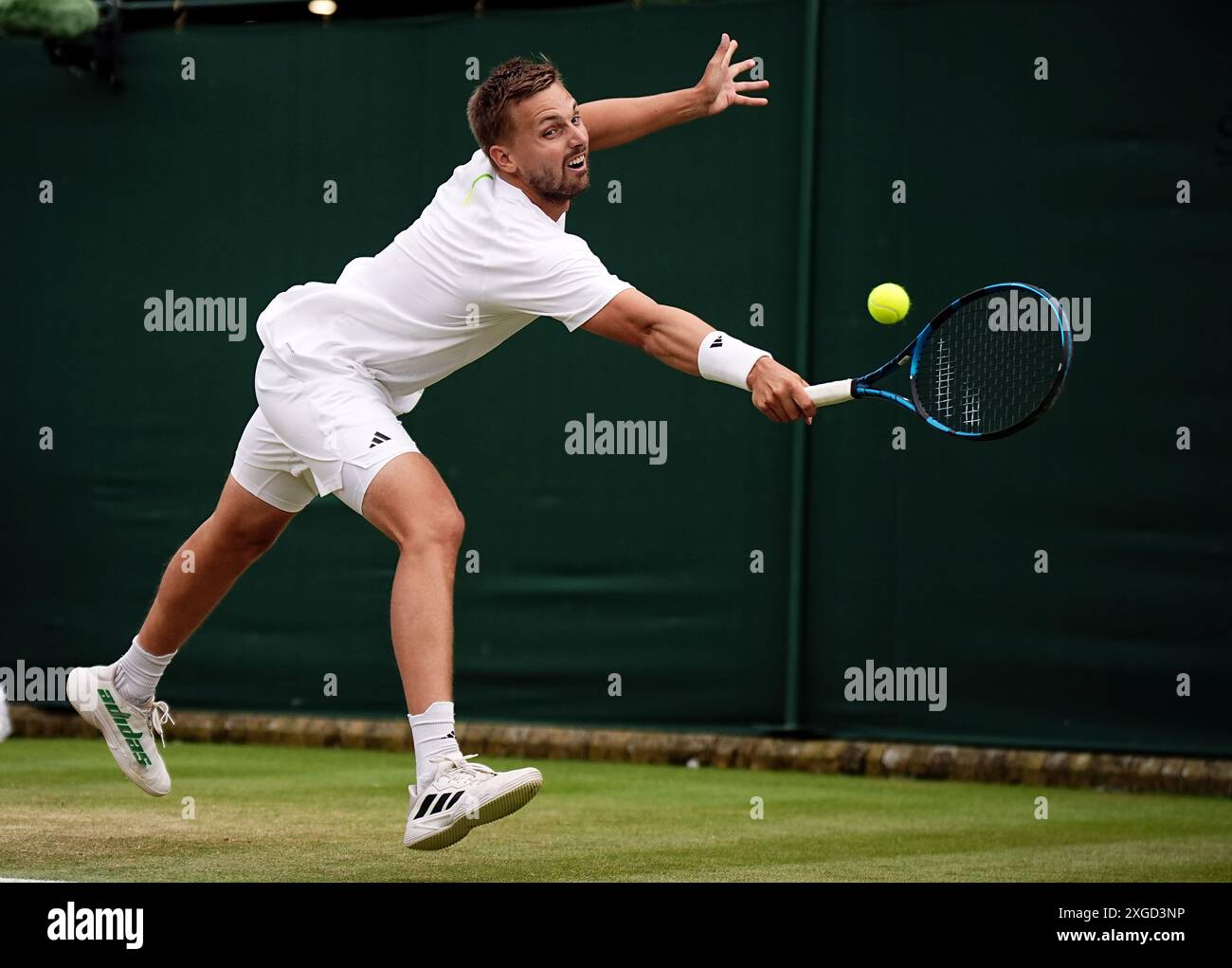 Lloyd Glasspool in action in the mixed doubles on day eight of the 2024 ...