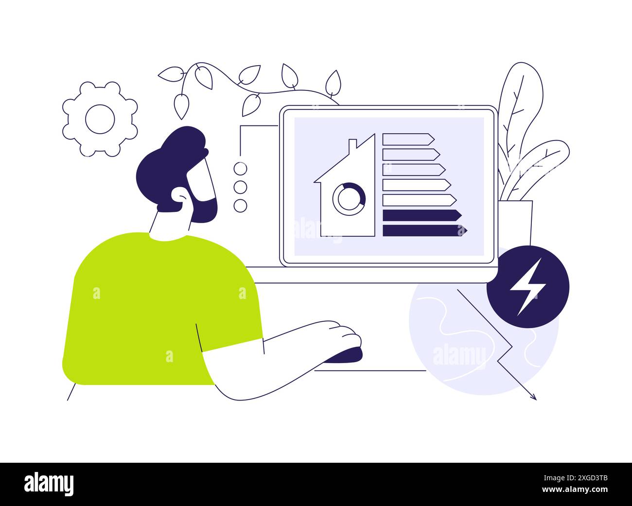 Energy-efficient computers abstract concept vector illustration Stock ...
