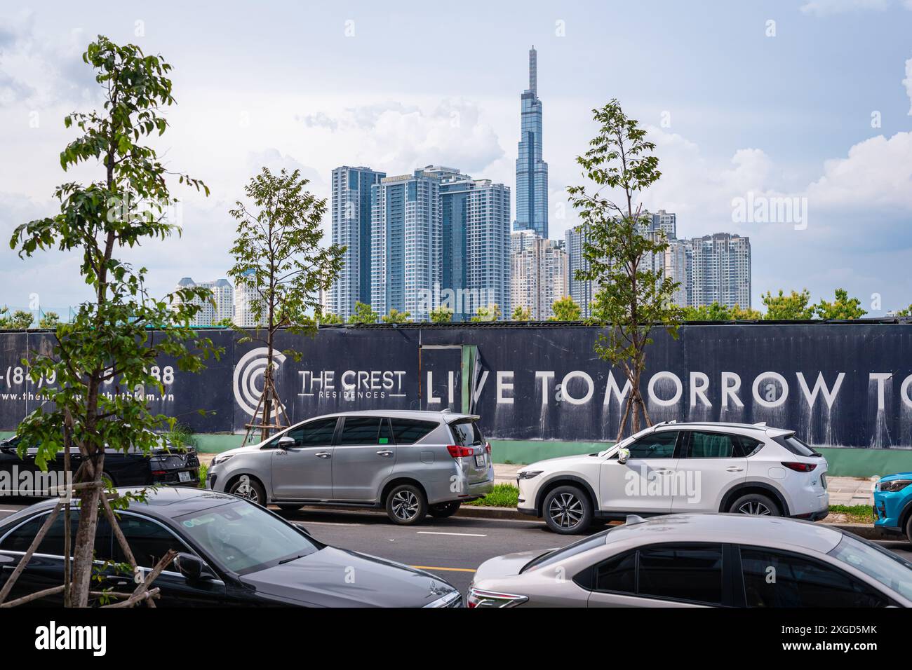 Landmark 81, a view from Thu Thiem ward of Thu Duc on June 26, 2024, in ...