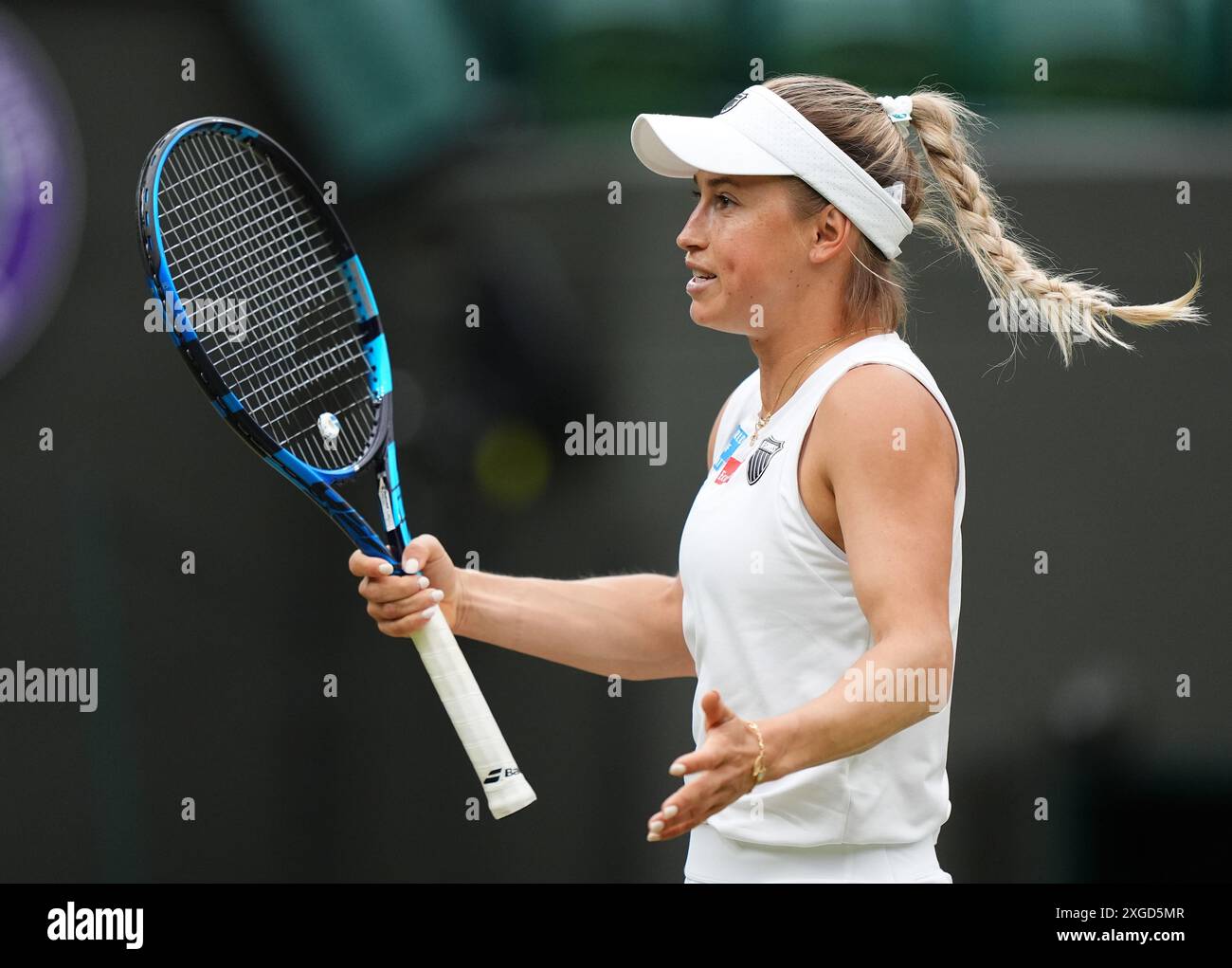 Yulia Putintseva reacts during her match against Jelena Ostapenko (not ...