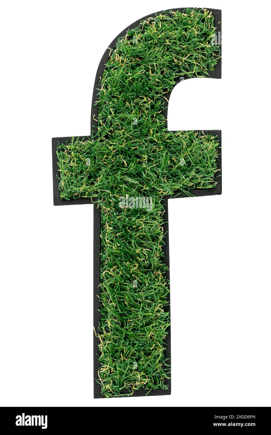 Grass letter F, alphabet 3D design isolated, transparent background ...