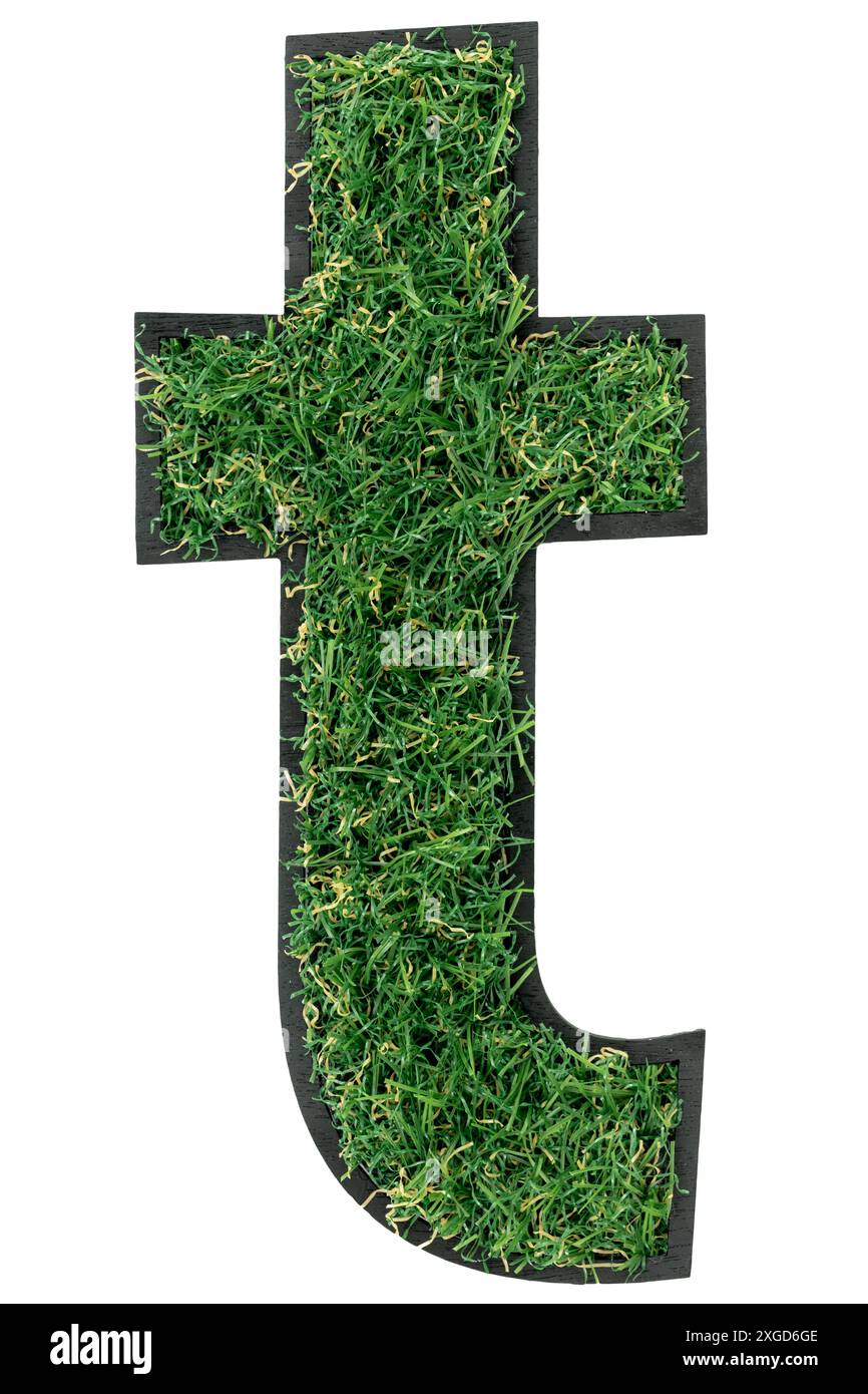 Grass letter T, alphabet 3D design isolated, transparent background ...