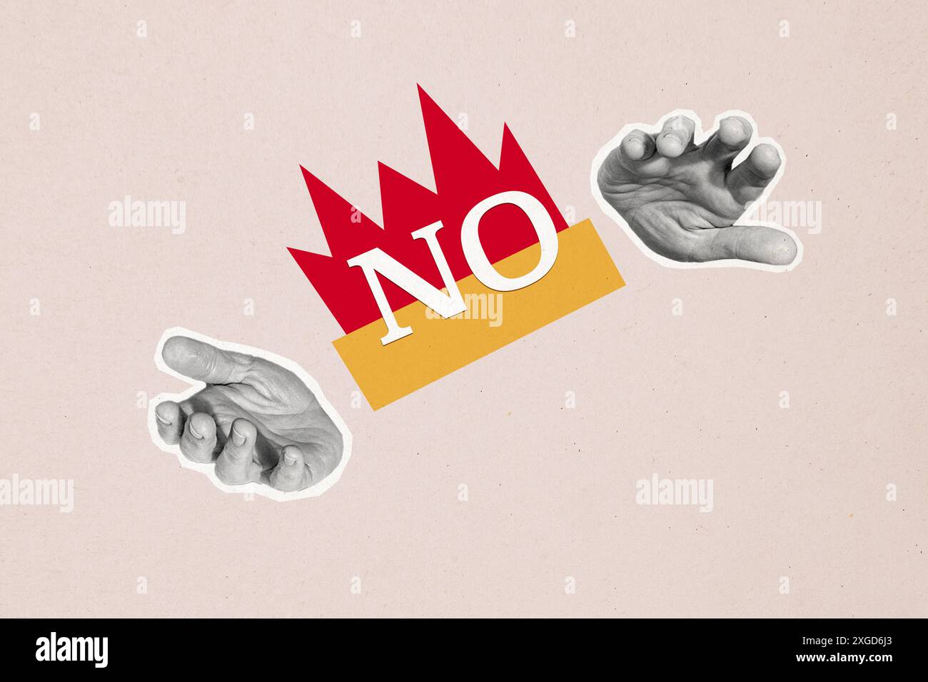 Creative photo collage image hands body fragment no rejection disagree ...