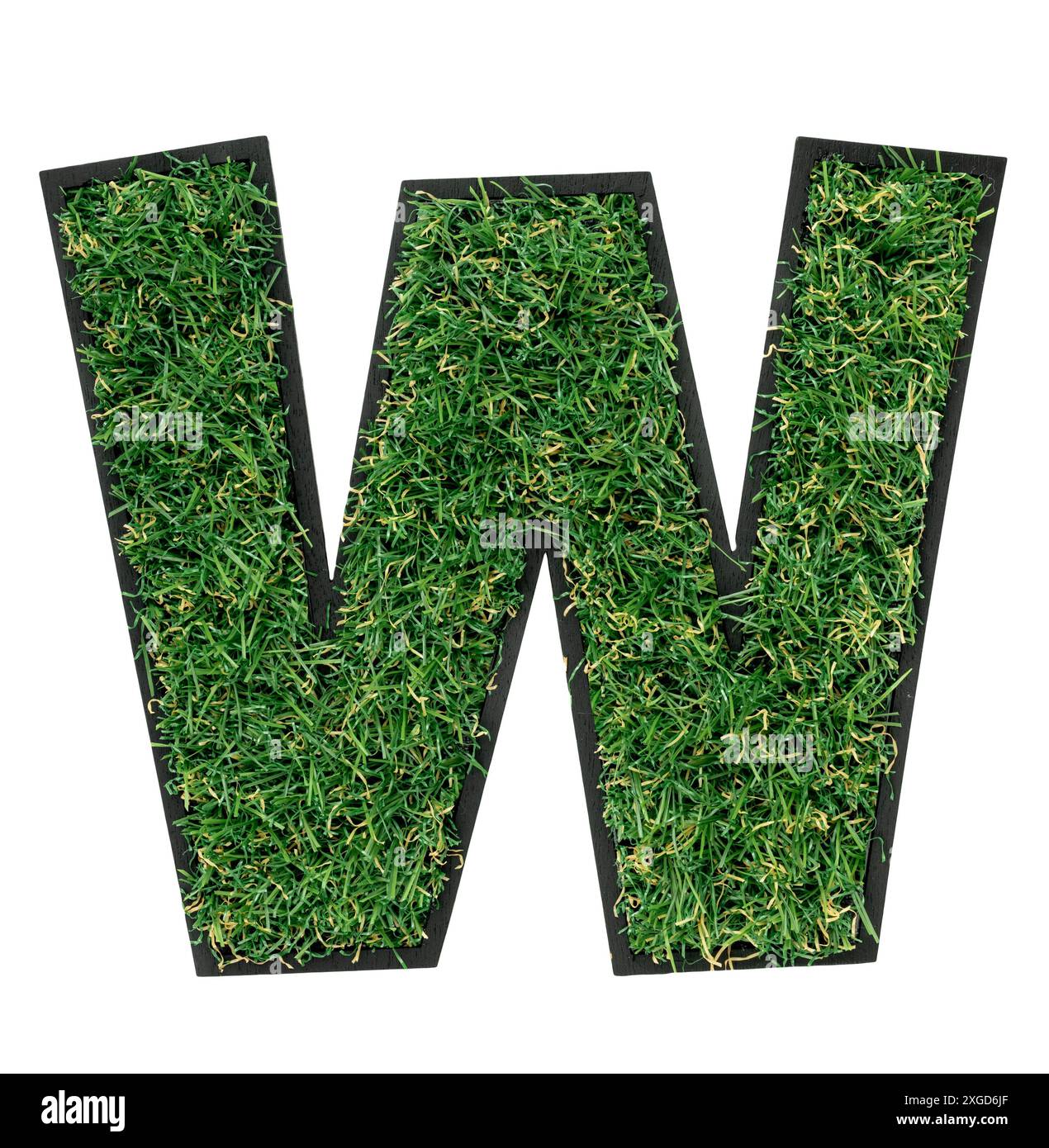 Grass letter W, alphabet 3D design isolated, transparent background ...