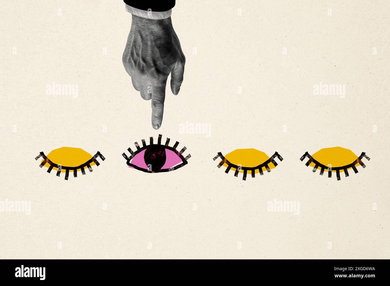 Composite trend artwork sketch image collage of draw painting four eyes ...