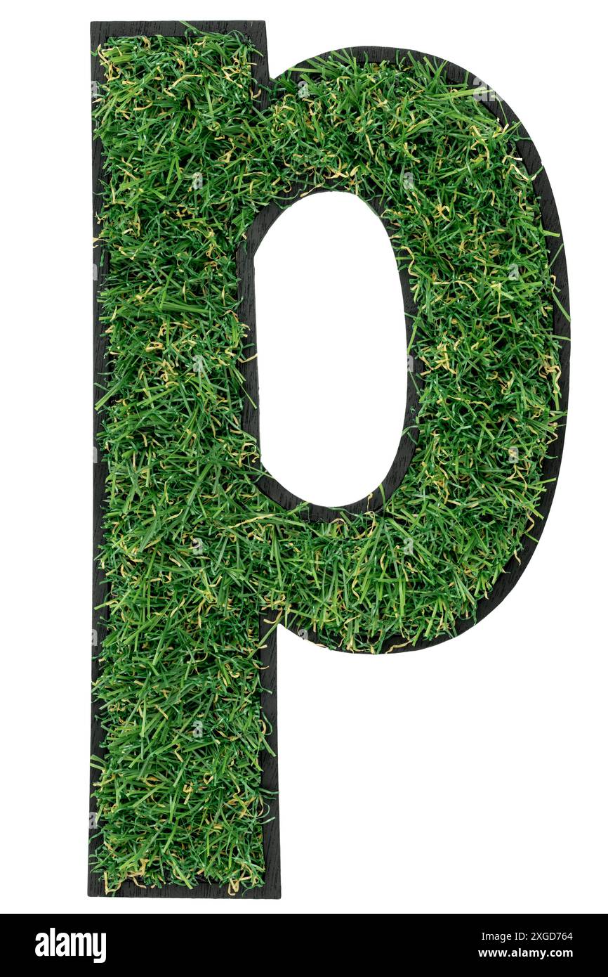 Grass letter P, alphabet 3D design isolated, transparent background ...